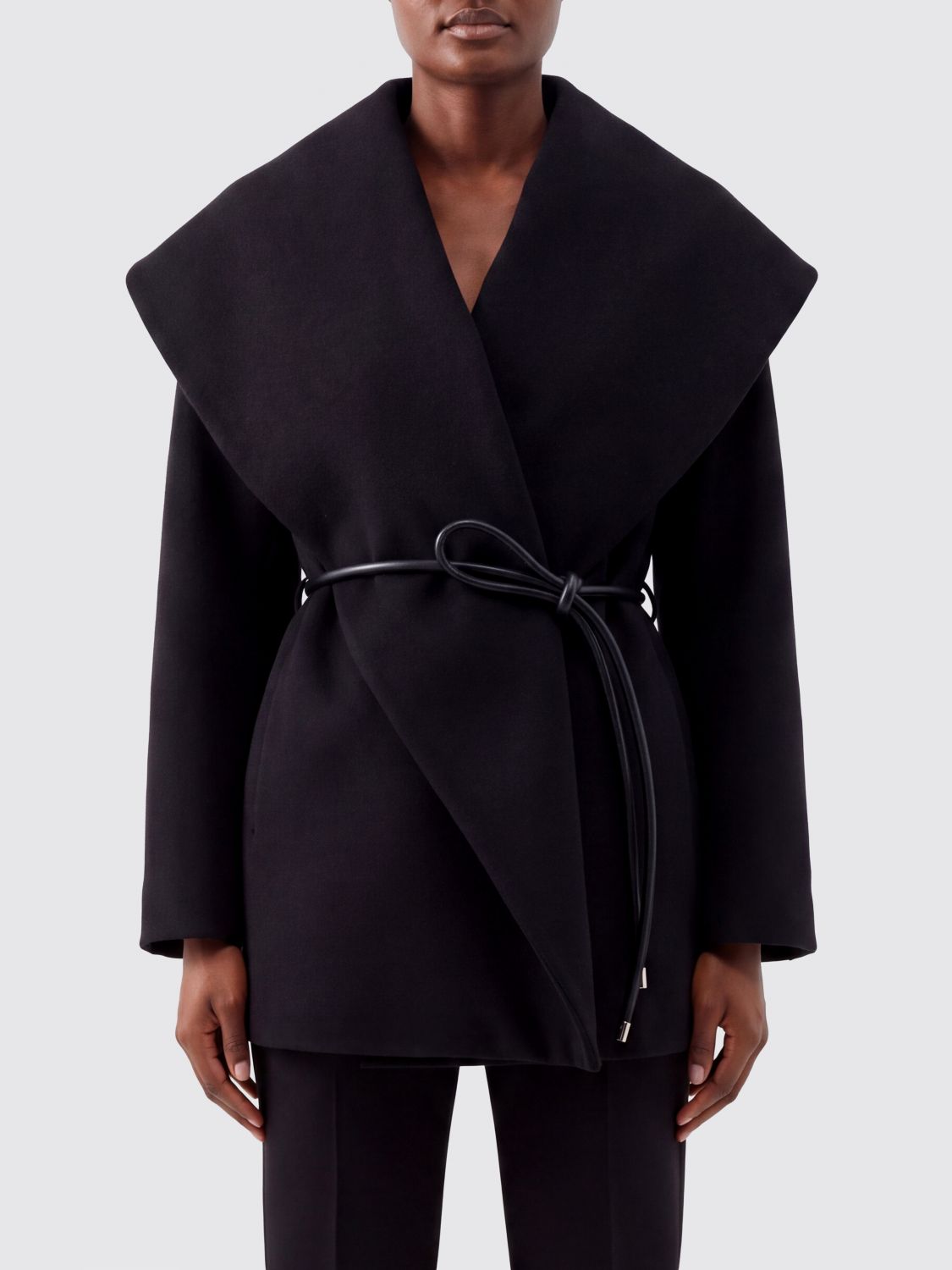 SPORTMAX Sportmax Short Virgin Wool Robe Coat with Sailor Collar