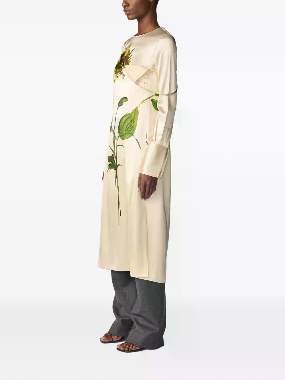 MONSE Monse Deconstructed Sunflower Print Midi Dress