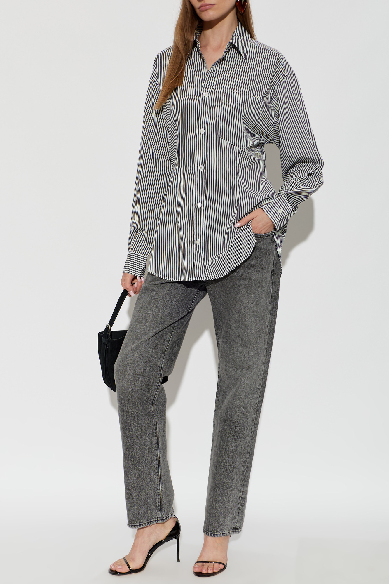 AGOLDE AGOLDE "CINCH" Striped Shirt with Classic Collar