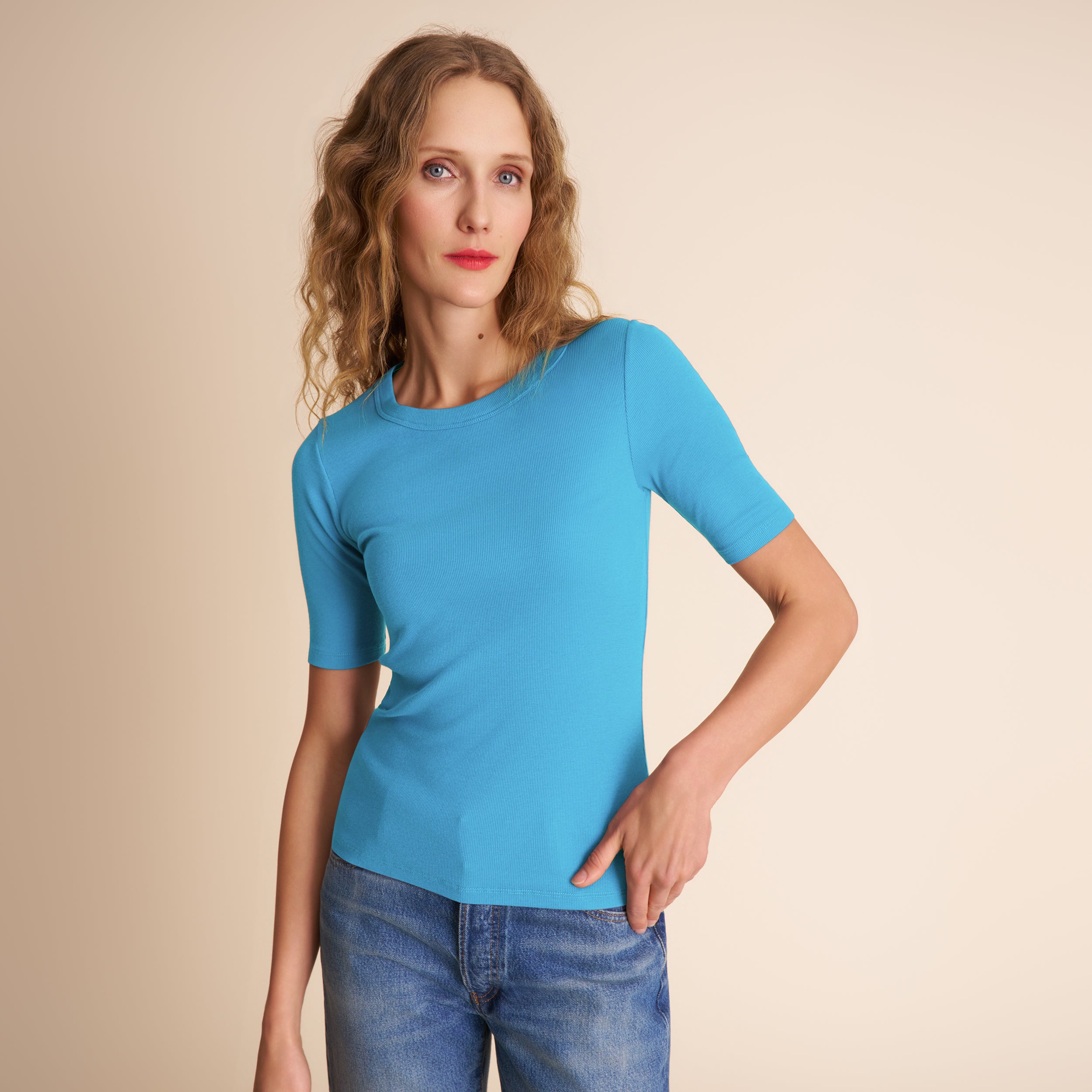 M.M.LAFLEUR M.M.LaFleur Chana Fitted T-Shirt in Organic Ribbed Pima Cotton