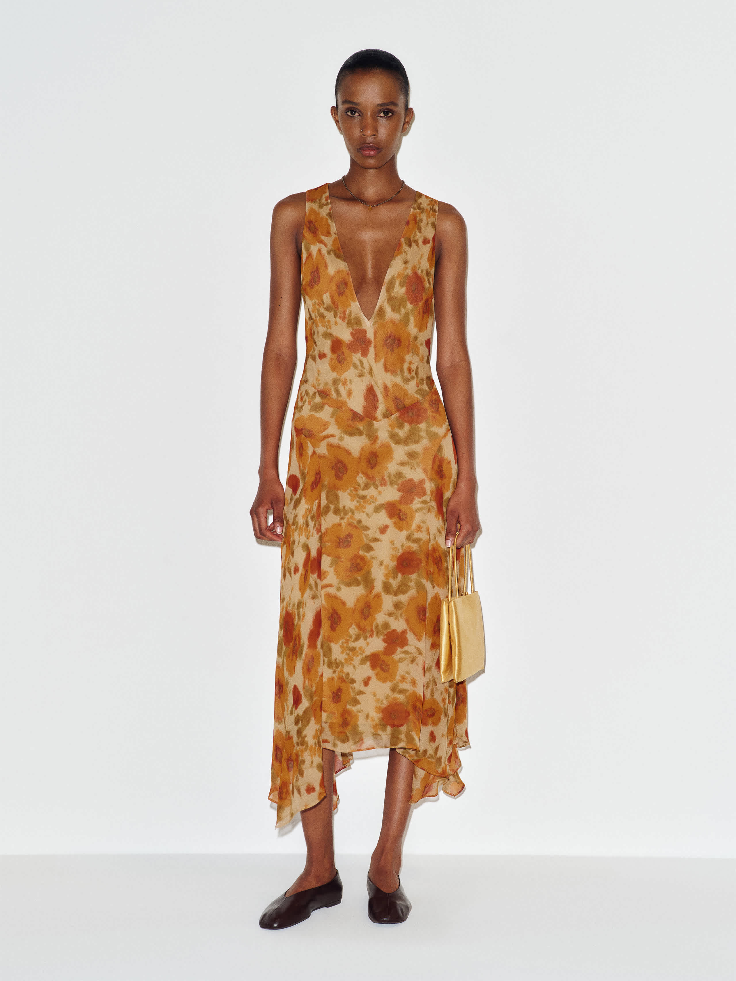 REFORMATION Petites Stellina Sleeveless V-Neck Midi Dress