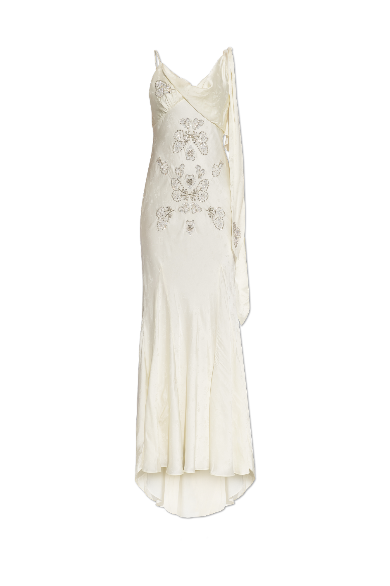 SELF-PORTRAIT Self-Portrait Satin Maxi Dress with Embellishments