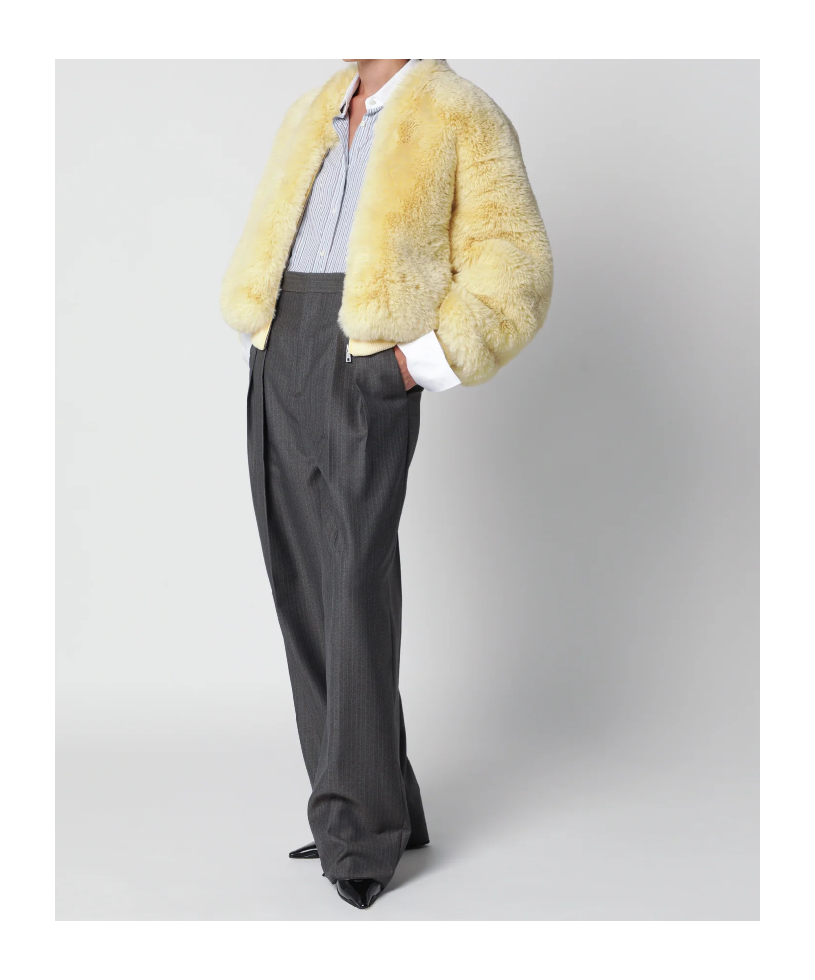 THE FRANKIE SHOP The Frankie Shop Butter Faux Fur Bomber Jacket