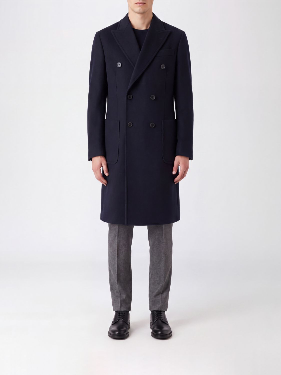 EMPORIO ARMANI Emporio Armani Knee-Length Double-Breasted Wool and Cashmere Coat