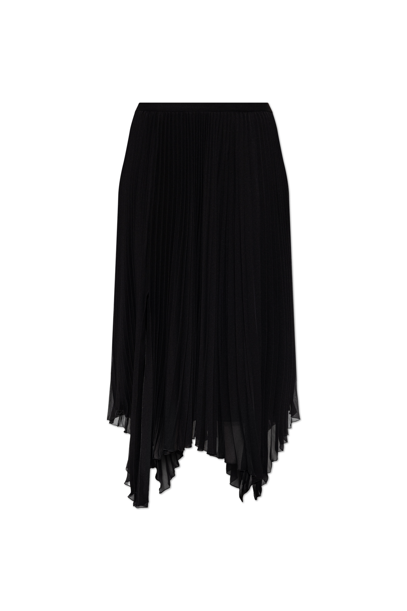 VALENTINO Valentino Garavani Pleated Midi Skirt with Slit and Asymmetrical Hem