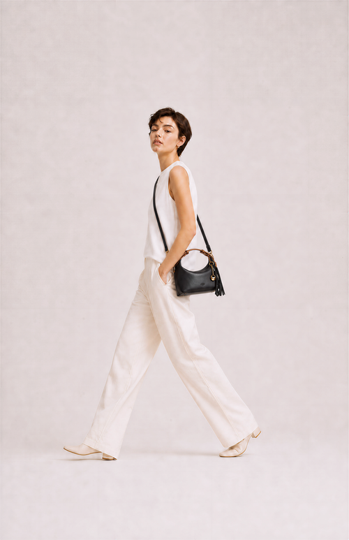 MI BOLSA LONDON Mi Bolsa London Camilla Genuine Sheep Leather Half Moon Bag