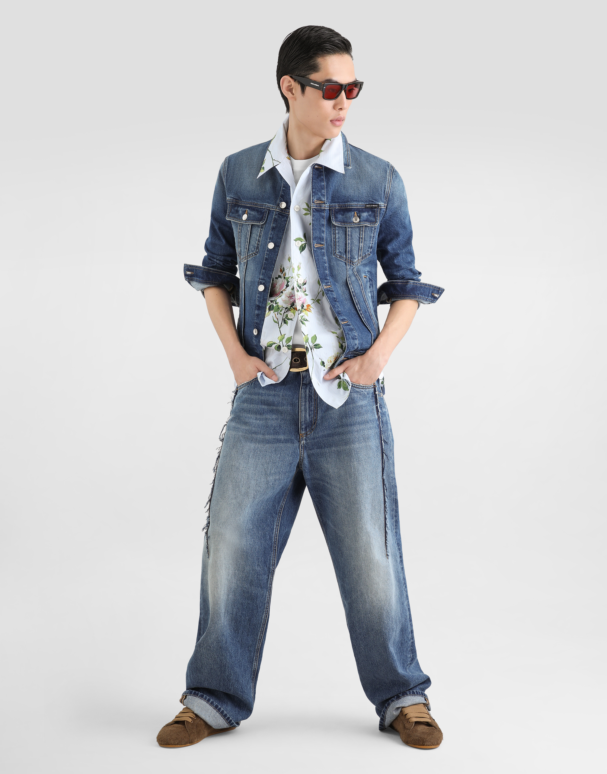 DOLCE & GABBANA rose-print poplin hawaii shirt