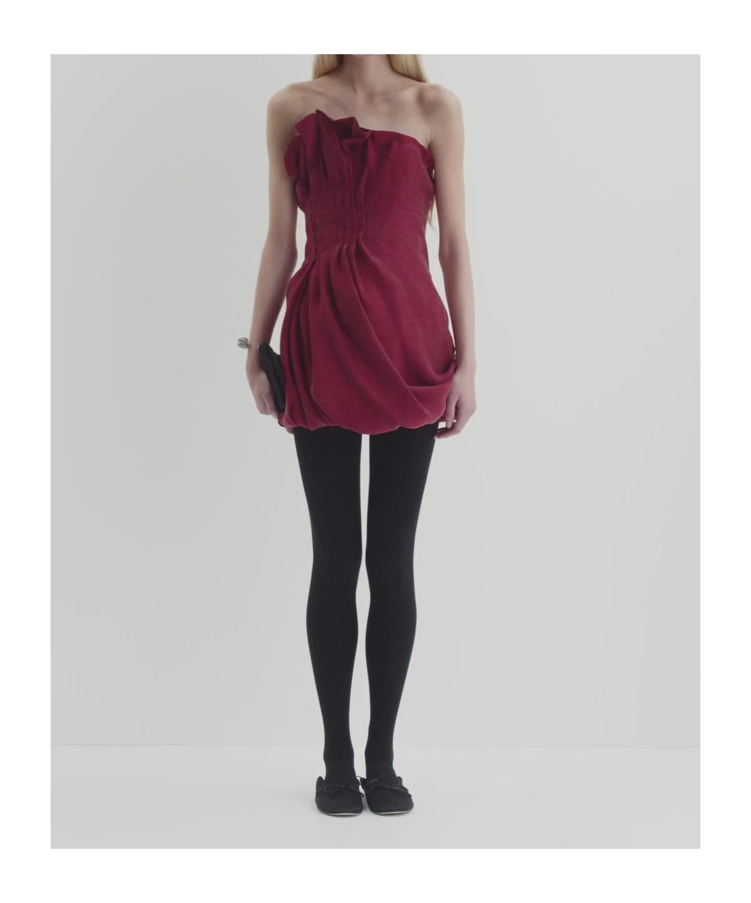 MAGDA BUTRYM Magda Butrym Asymmetrical Pleated Silk Bubble Mini Dress