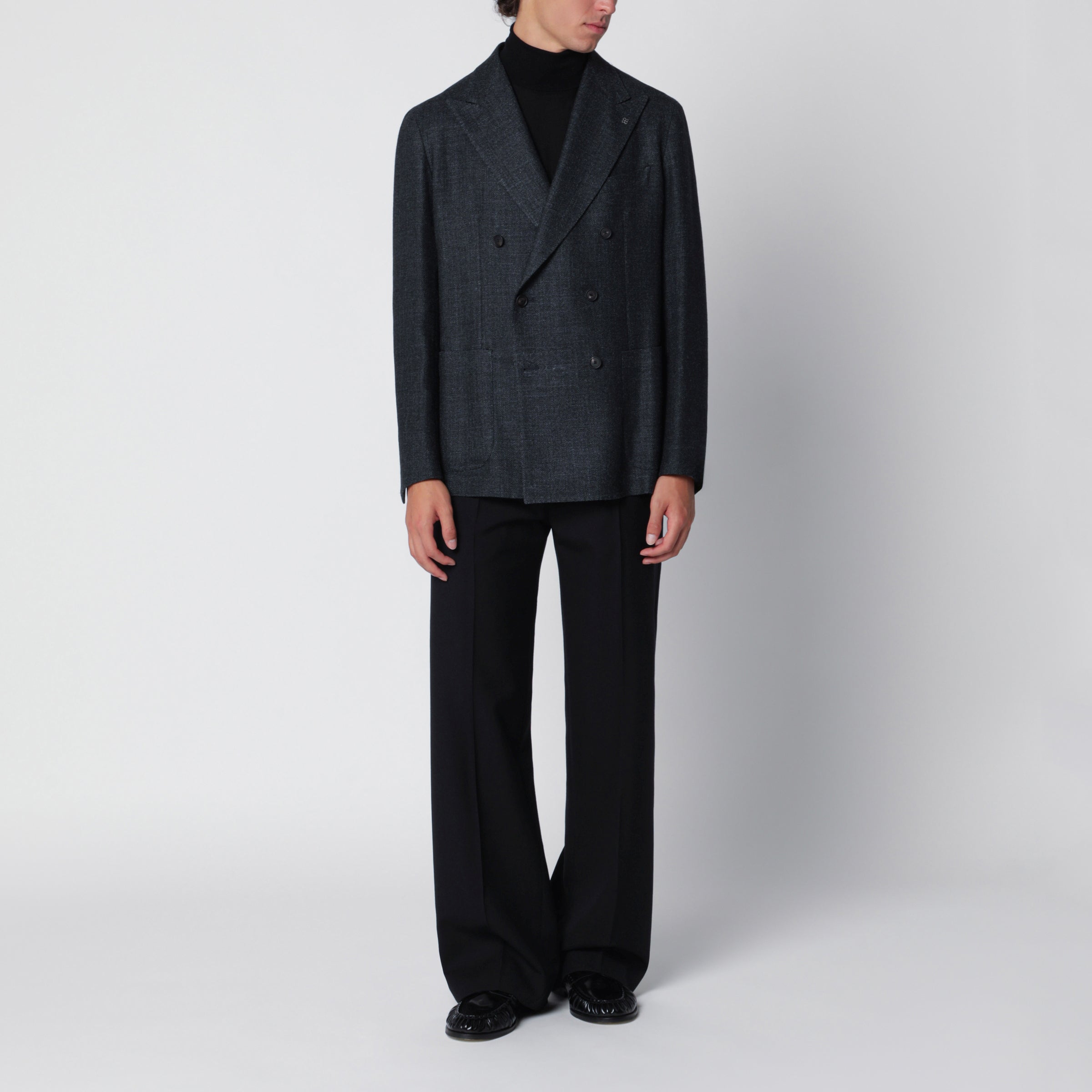 TAGLIATORE Tagliatore Double-Breasted Wool and Silk Jacket
