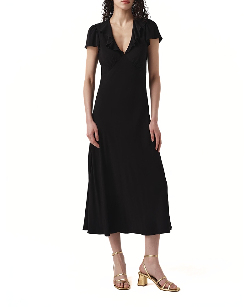 GHOST LONDON Ghost London Kimmy Frill Neck Crepe Midi Dress