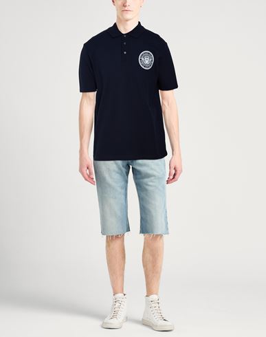 BALMAIN man polo shirt navy size xl cotton, elastane