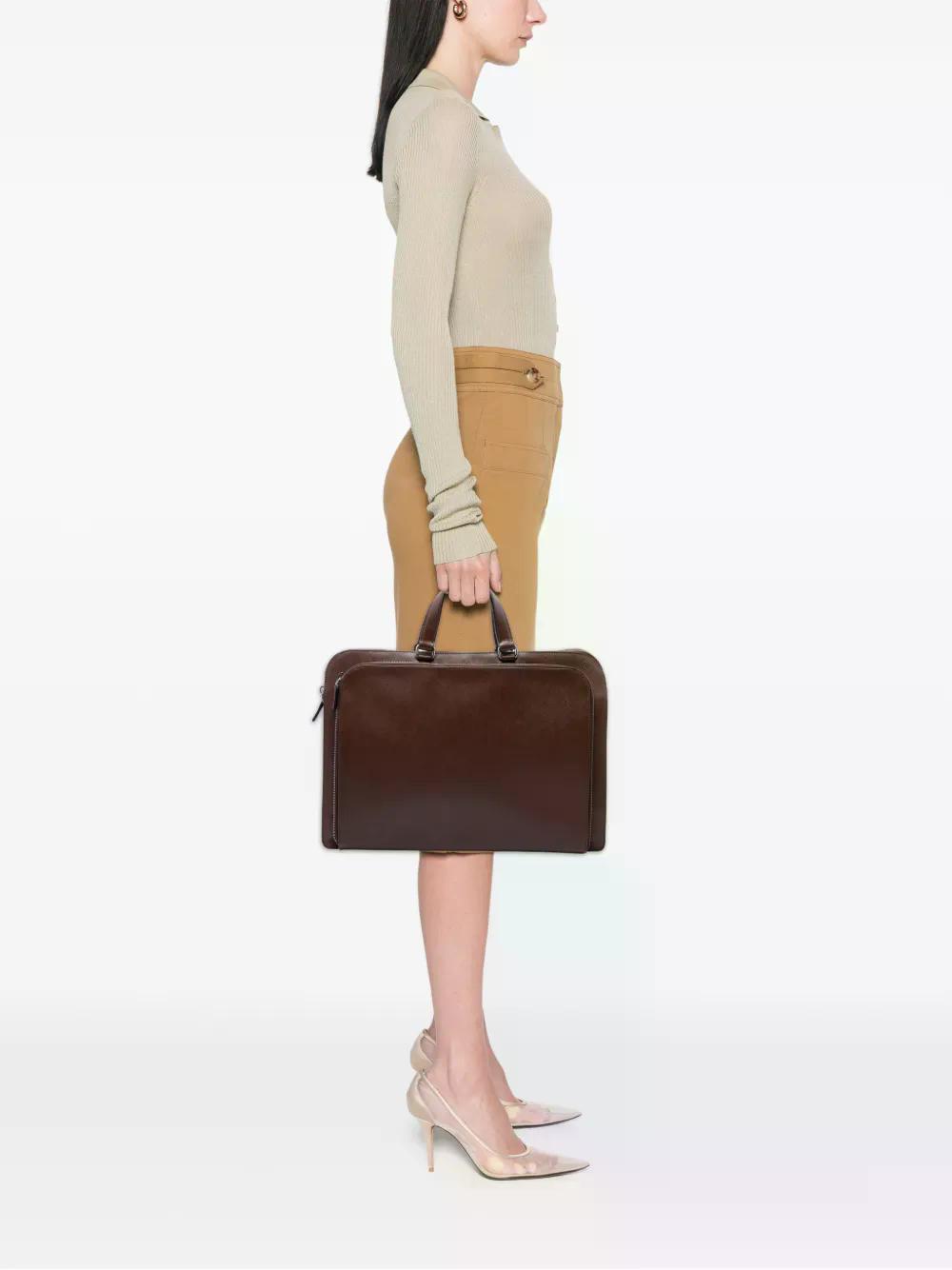 PRADA Prada Saffiano Cuir Travel Front Zip Pocket Briefcase
