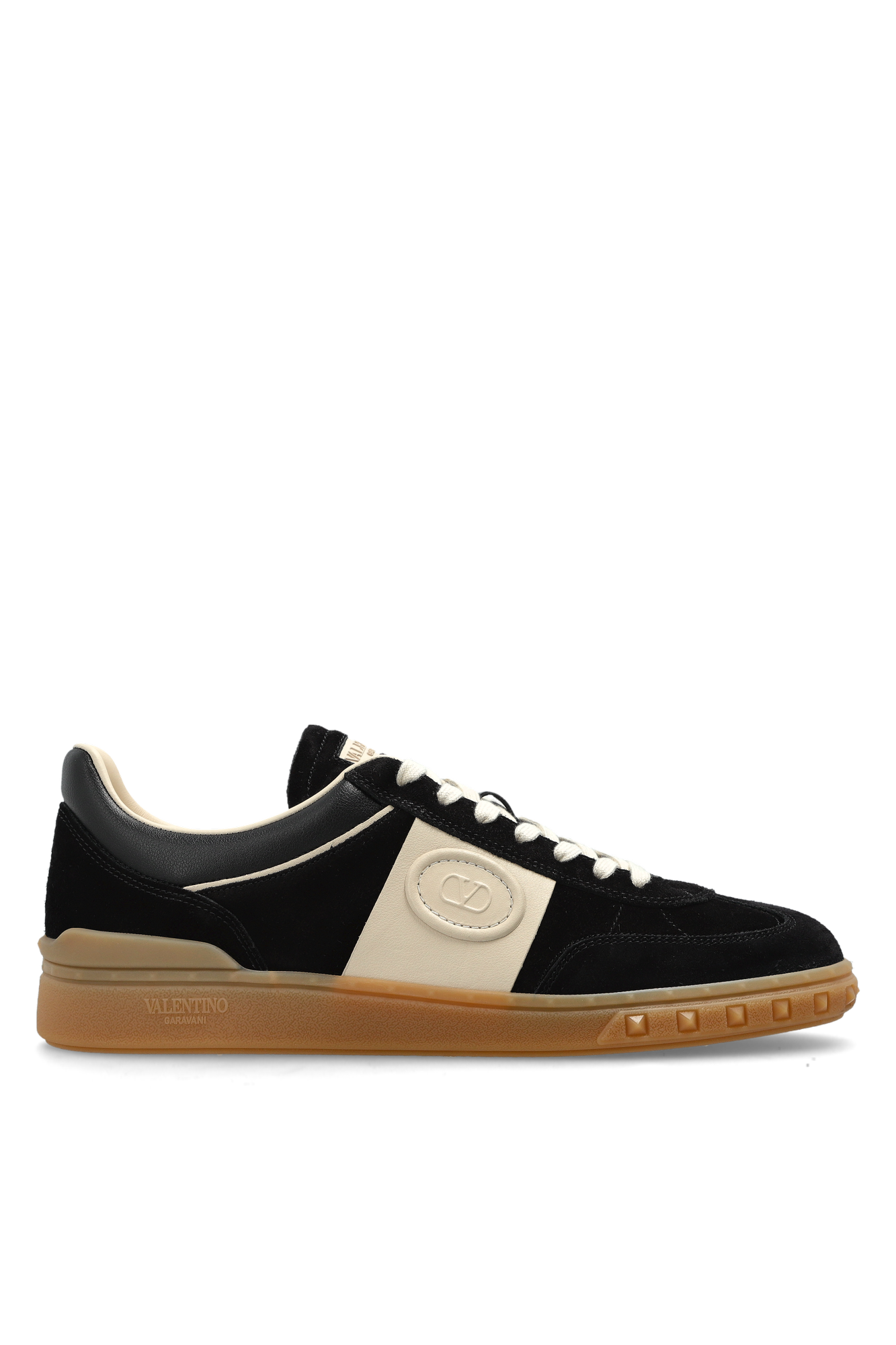 VALENTINO Valentino Garavani Black Suede and Cream Leather Low-Top Sneakers