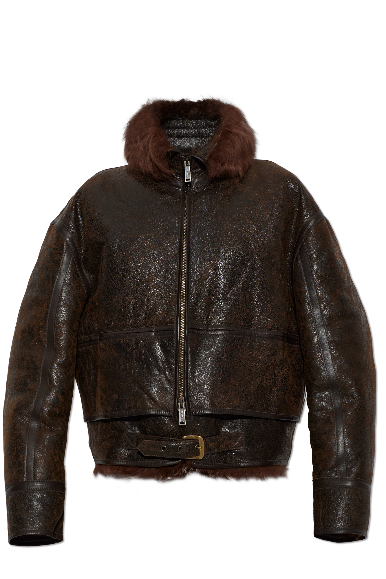 DSQUARED2 Dsquared2 Distressed Leather Fur Jacket