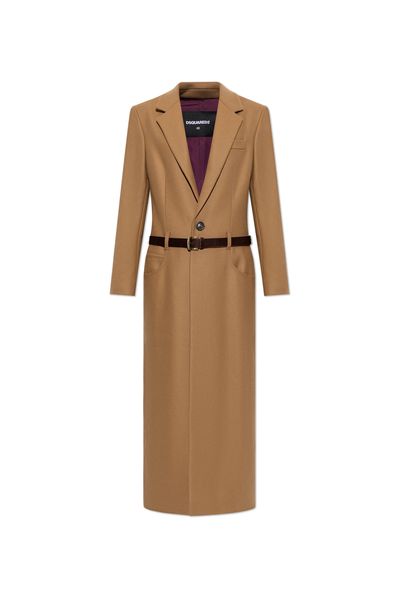 DSQUARED2 Dsquared2 Wool Blend Coat with Leather Belt