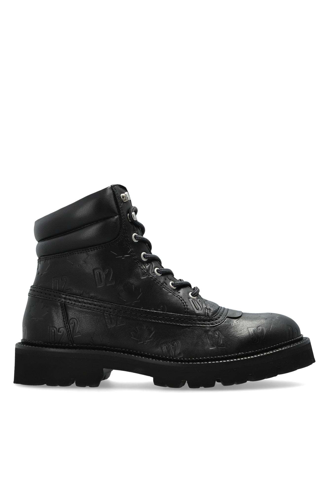 DSQUARED2 Dsquared2 D2 Monogram Leather Lace-Up Boots