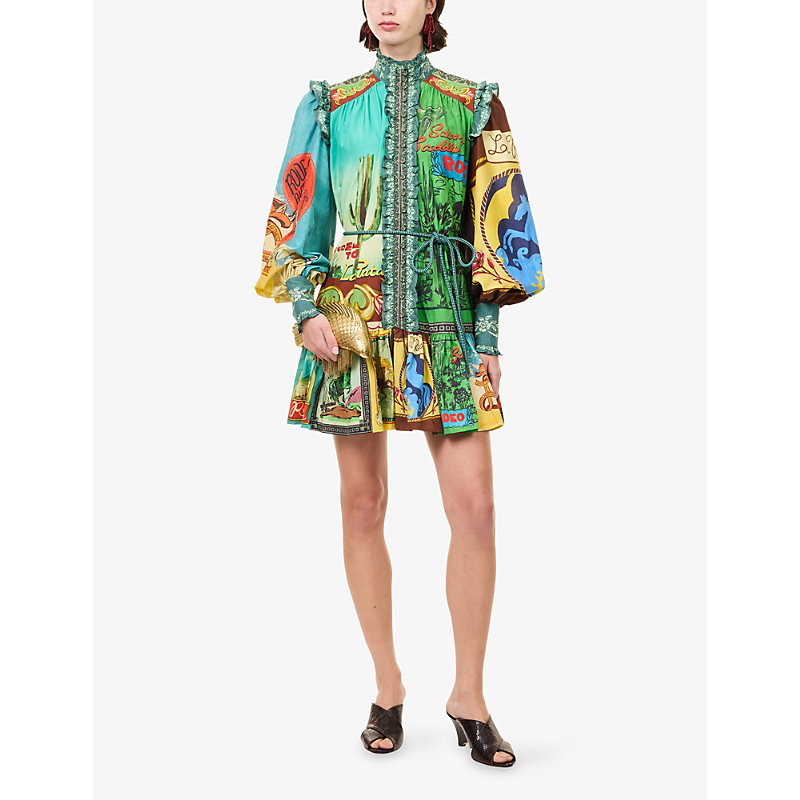 ALEMAIS Alemais Printed Cotton and Silk-Blend Mini Dress