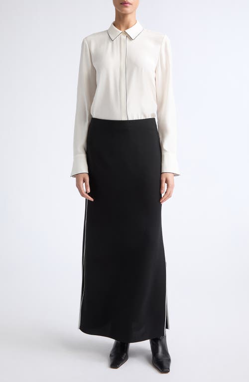 LAFAYETTE 148 NEW YORK Lafayette 148 New York Scottie Contrast Piping Silk Button-Up Shirt