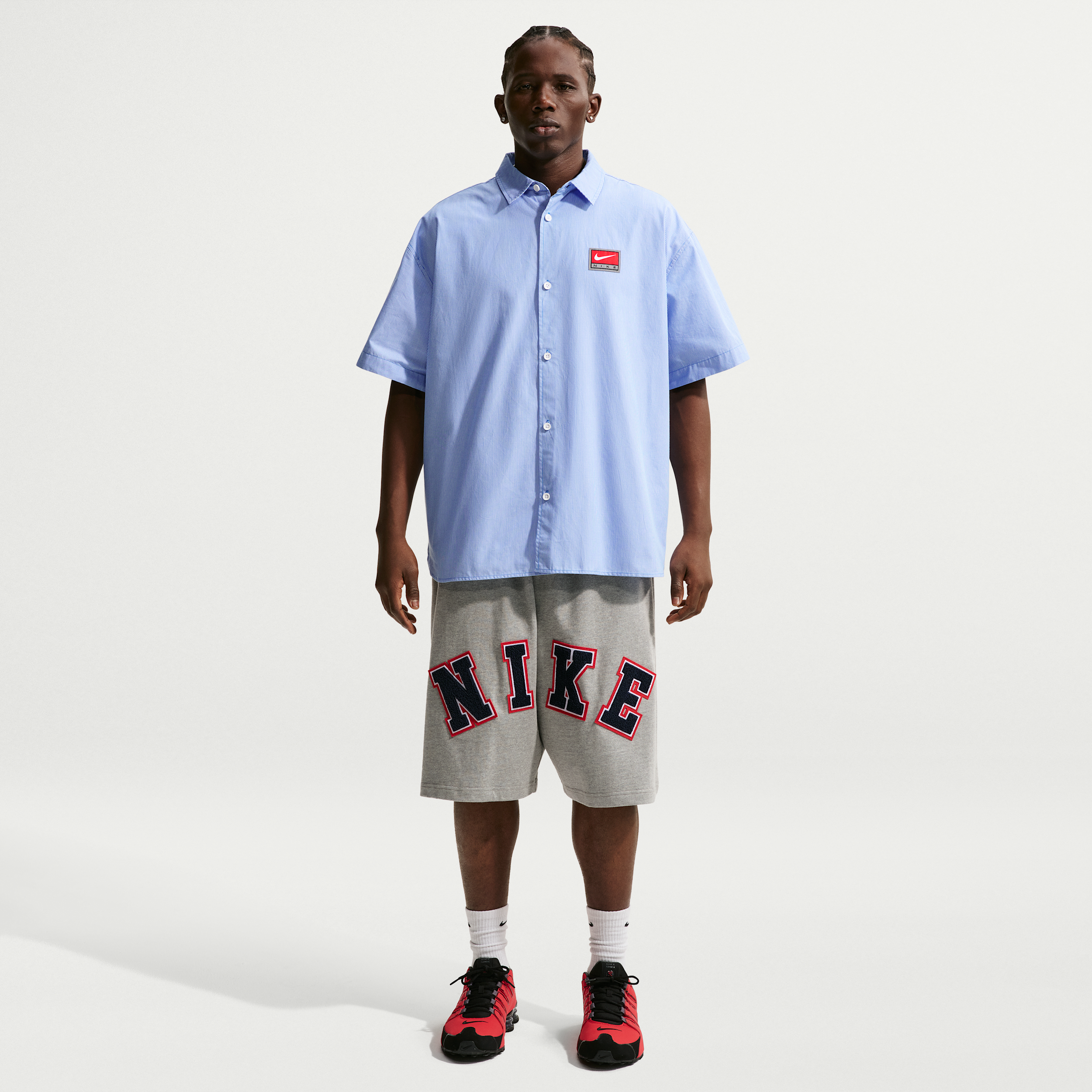 NIKE men's life short-sleeve button-down top