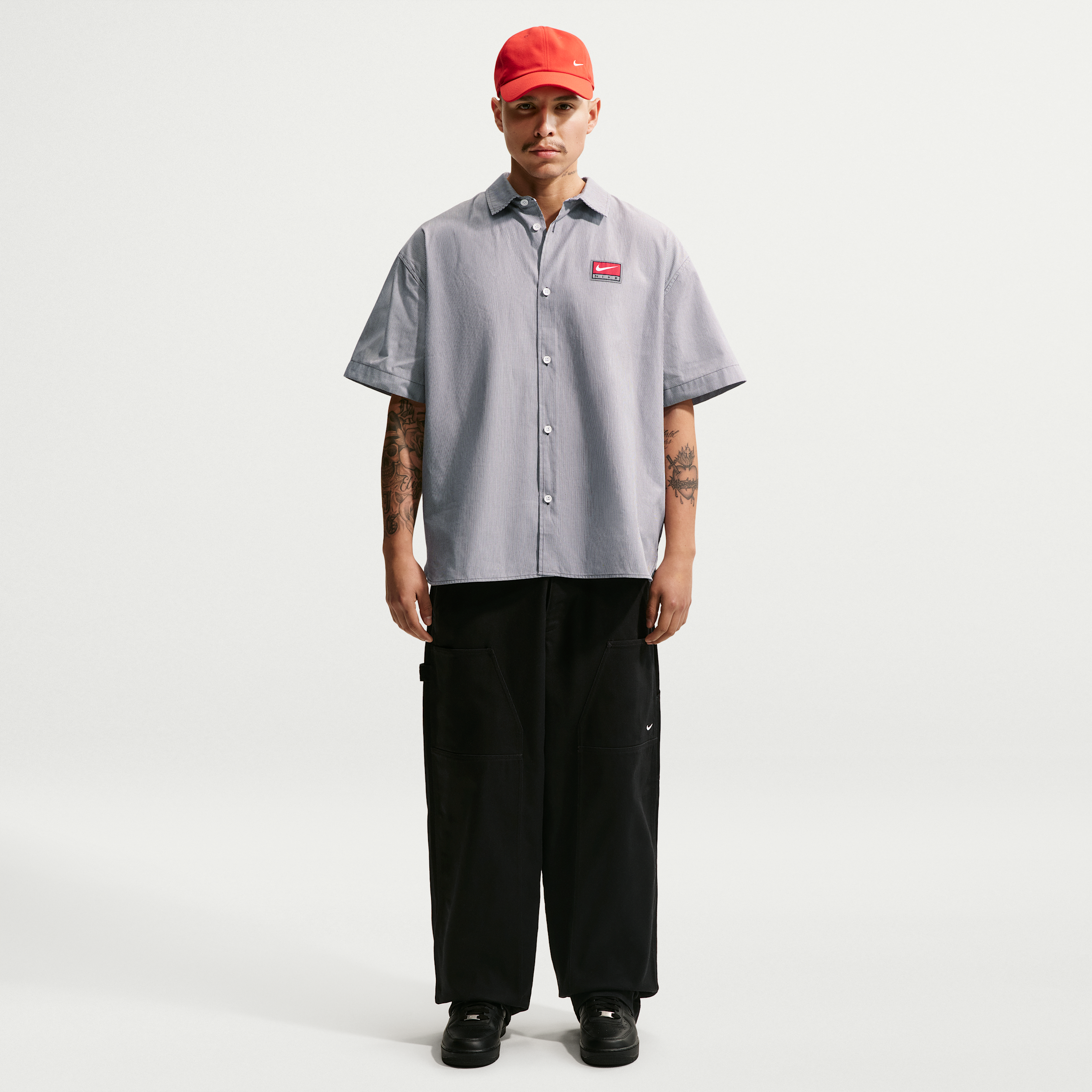 NIKE men's life short-sleeve button-down top