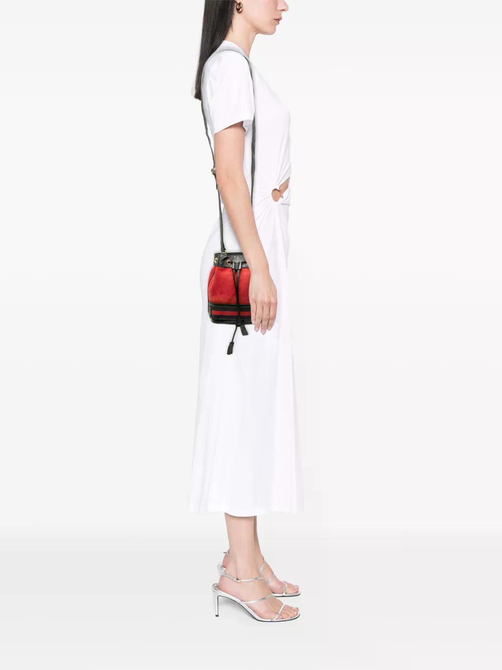 GUCCI Gucci Ophidia Mini Suede and Patent Web Bucket Bag