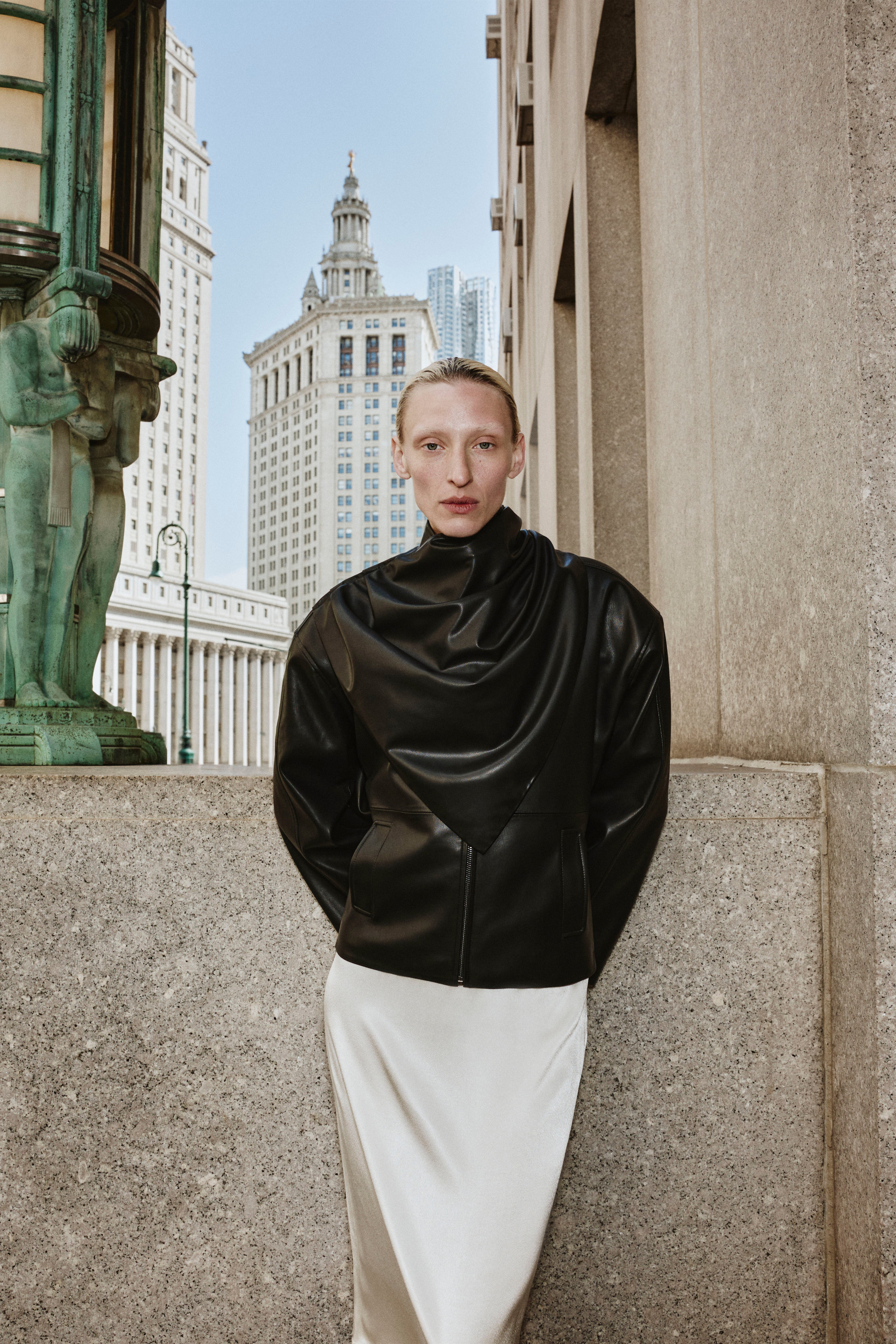LAMARQUE harlow faux leather scarf jacket