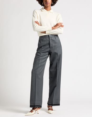 MAISON MARGIELA woman pants charcoal size 4 polyester, wool