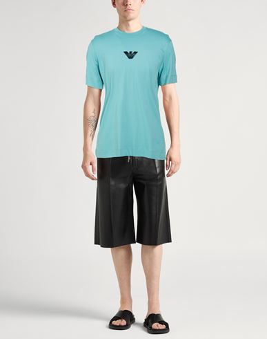 EMPORIO ARMANI man t-shirt turquoise size xl cotton