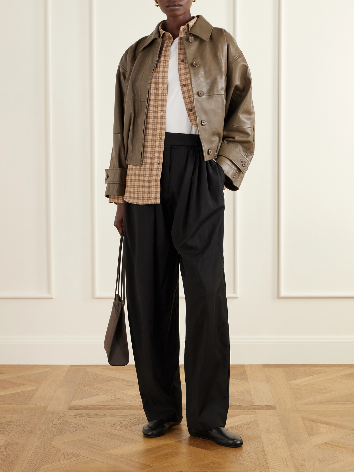 RÓHE Gathered Leather Jacket