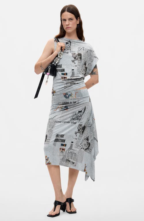 DESIGUAL newspaper print short sleeve t-shirt