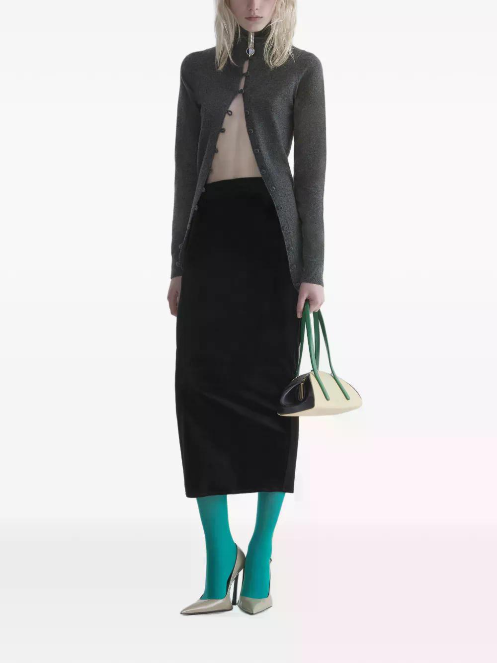 MUGLER black velvet midi pencil skirt