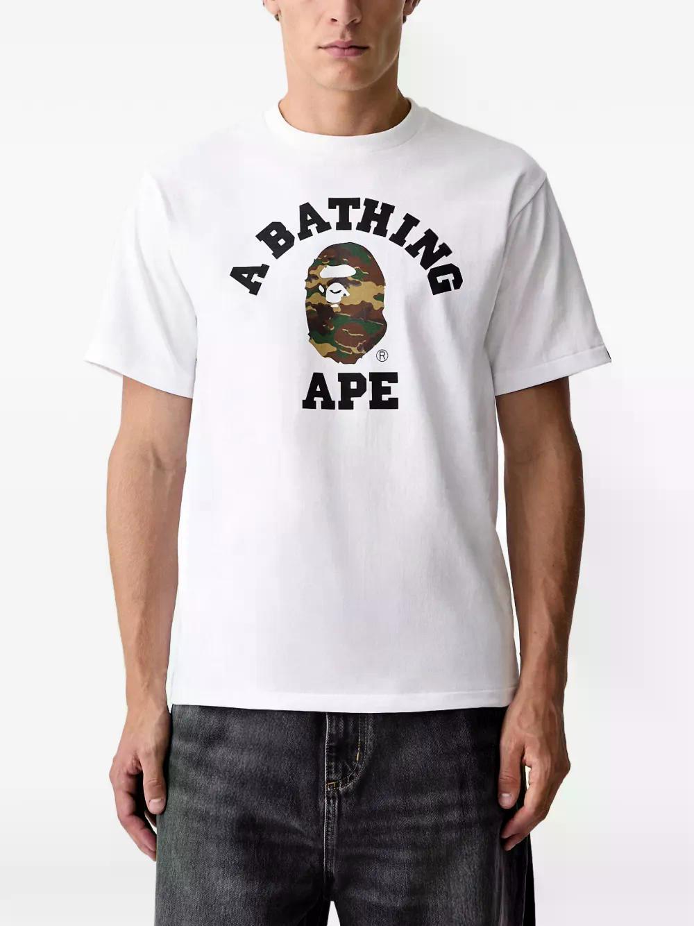 A BATHING APE glitch woodland college camouflage-print t-shirt