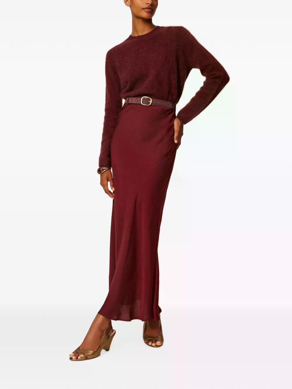 TWINSET rhinestone-embellished satin maxi skirt