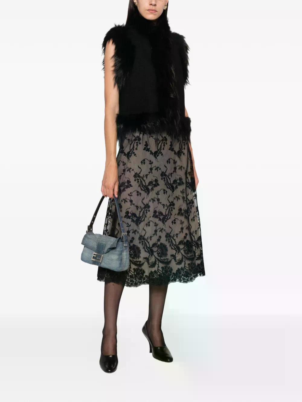 FENDI floral-lace midi skirt