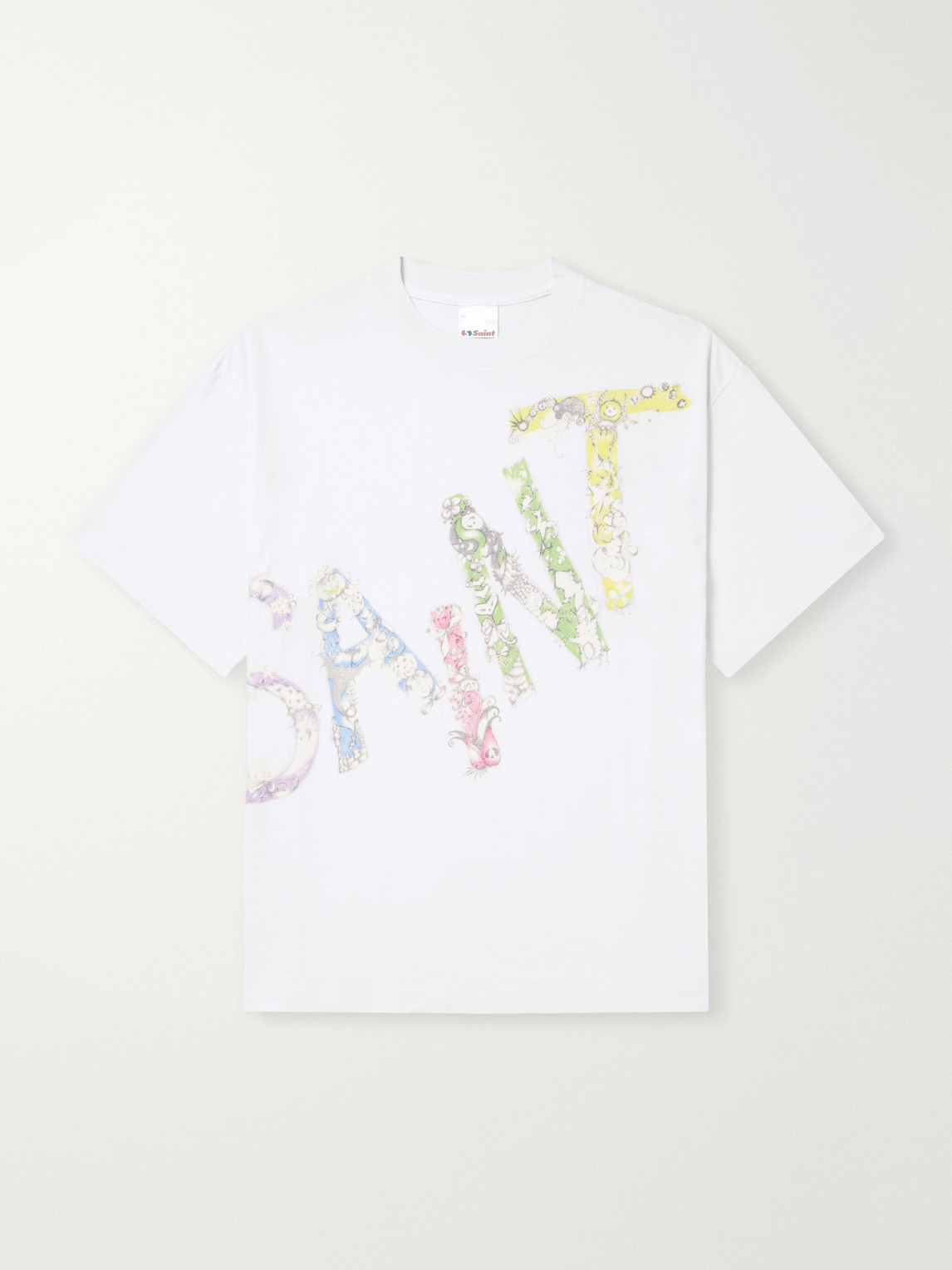 SAINT MXXXXXX SAINT MXXXXXX - Coco Star Sims Distressed Printed Cotton-Jersey T-Shirt - Men - White - S