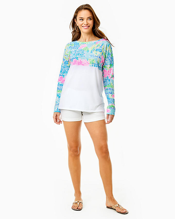 LILLY PULITZER® Lilly Pulitzer Women's Finn Top, Size XS, Relaxed Fit, Boat Neck, Long Sleeves