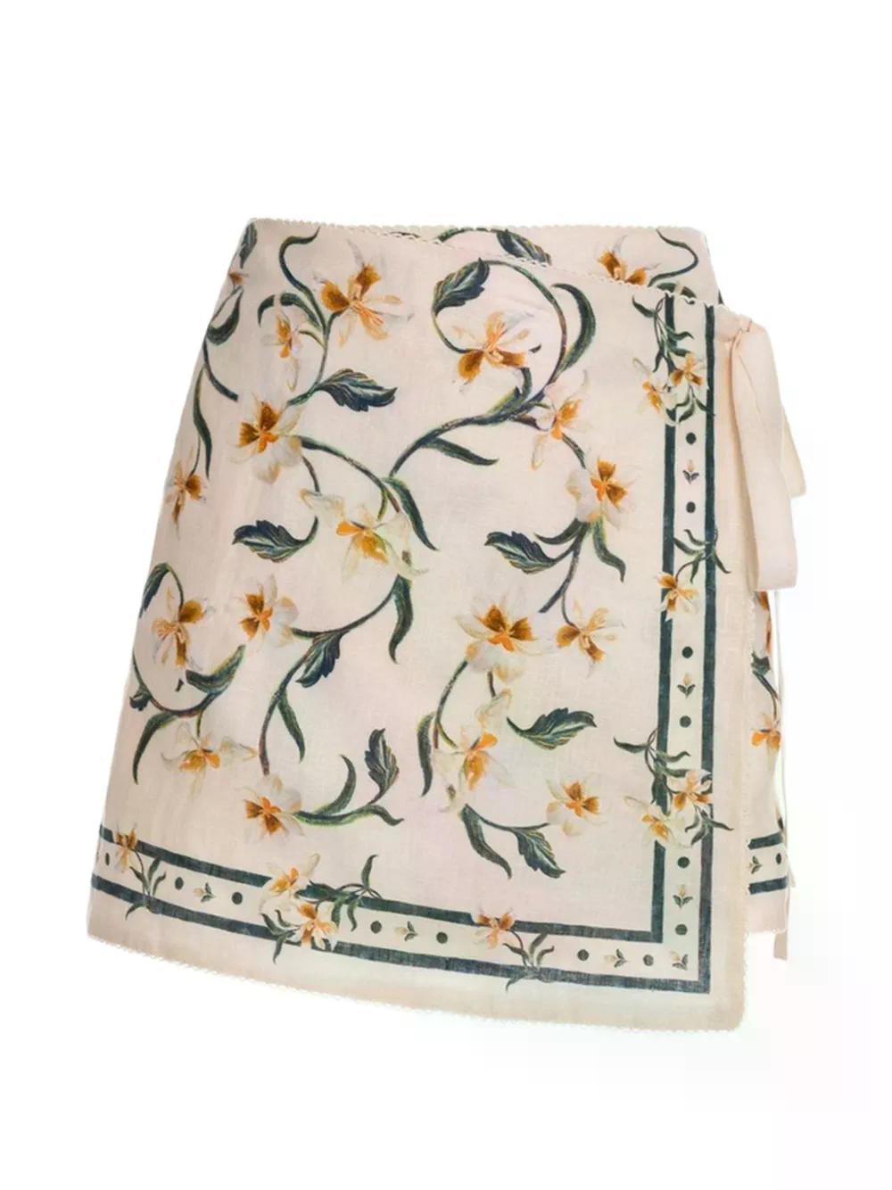 AGUA BENDITA Agua by Agua Bendita Duria Floral Linen Crop Top