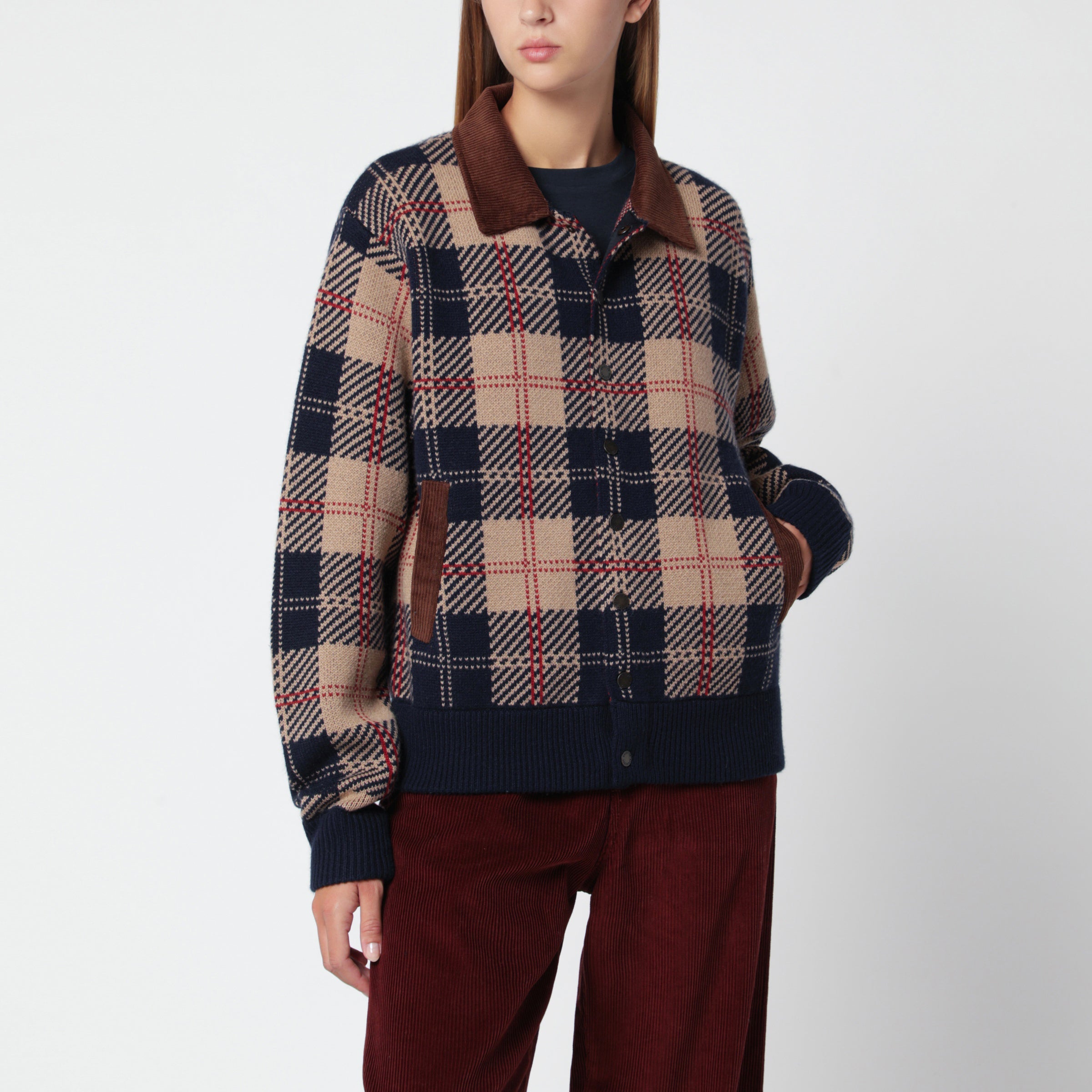 MING WANG Ming Wang Checkered Knit Jacket