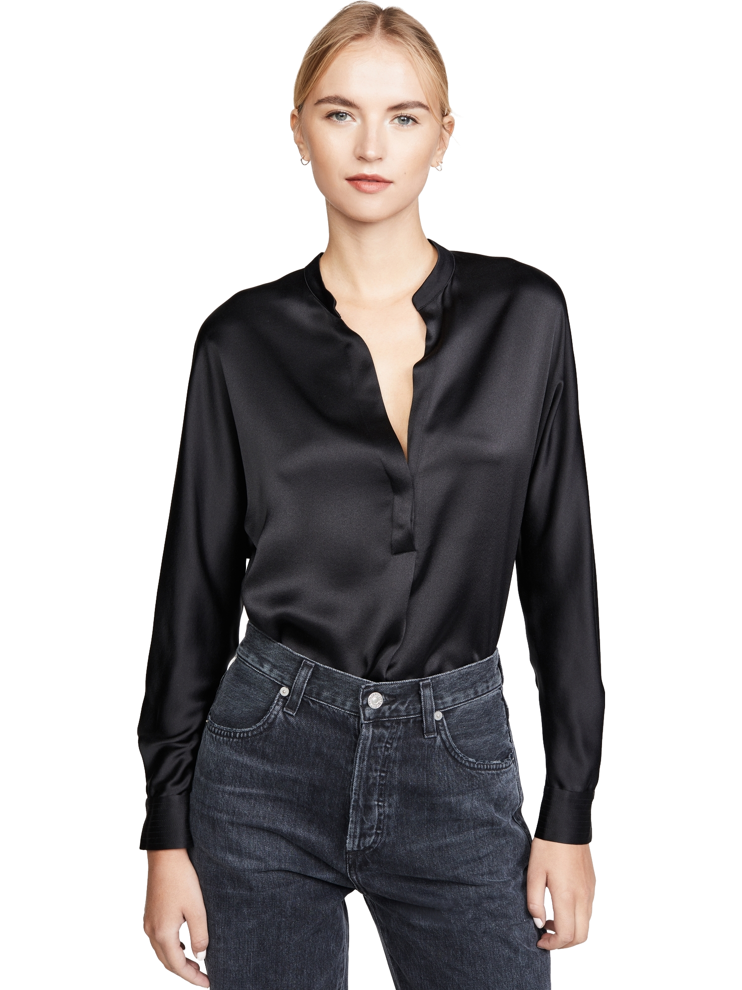 VINCE Vince Band Collar Blouse
