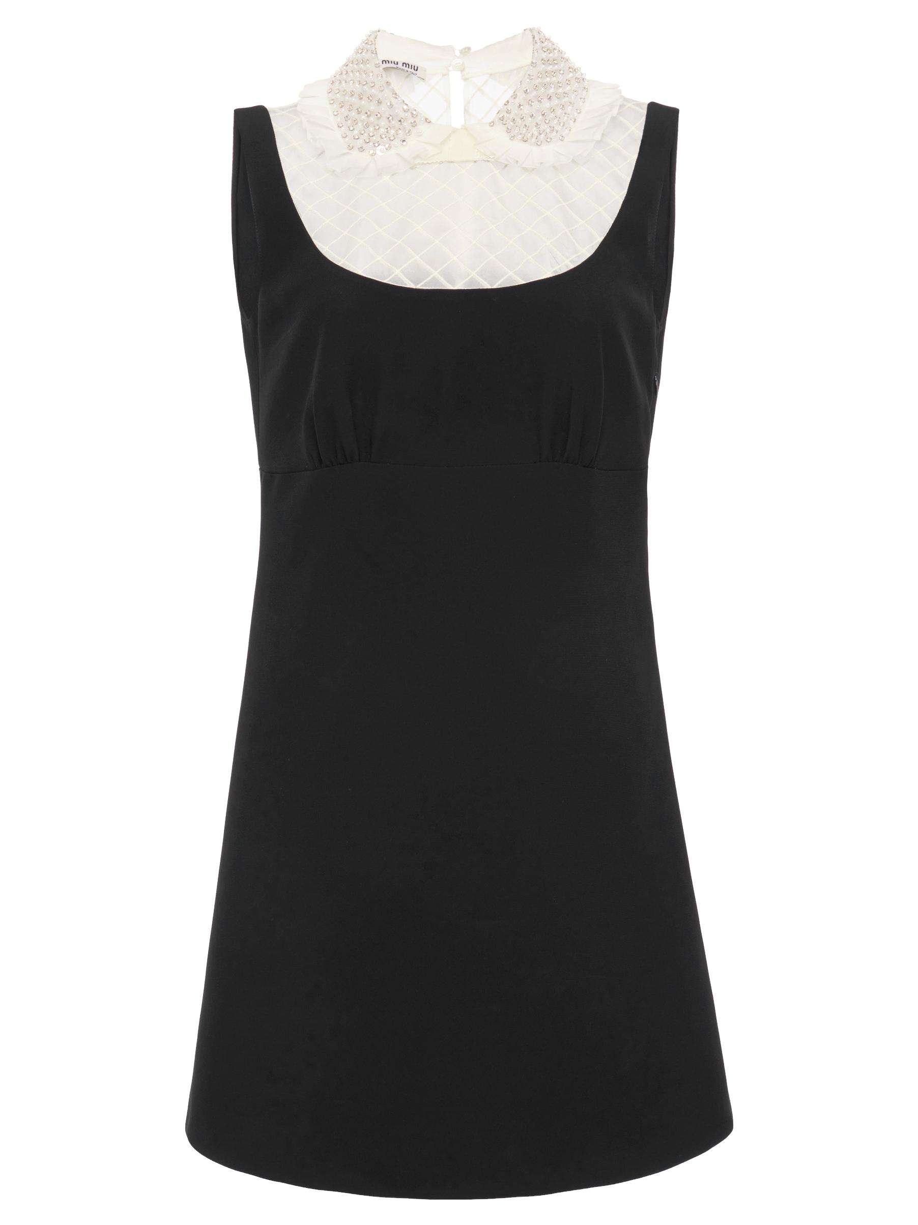 MIU MIU Embellished Organza-Detailed Cady Mini Dress