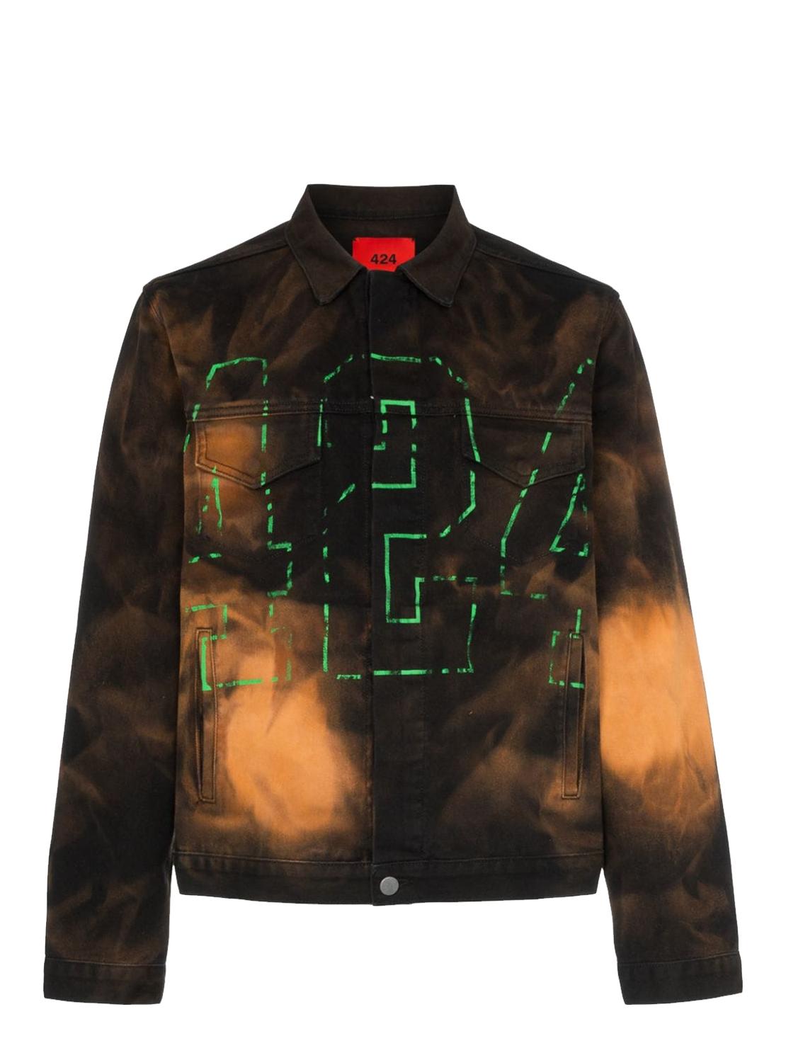 424 424 Logo Embroidered Ombre Effect Denim Jacket