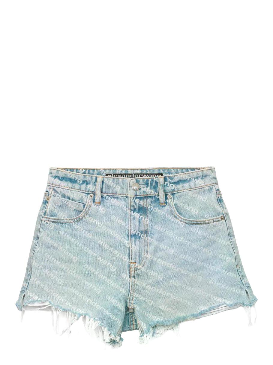 ALEXANDER WANG ALEXANDER WANG High-Waisted Logo Print Denim Shorts