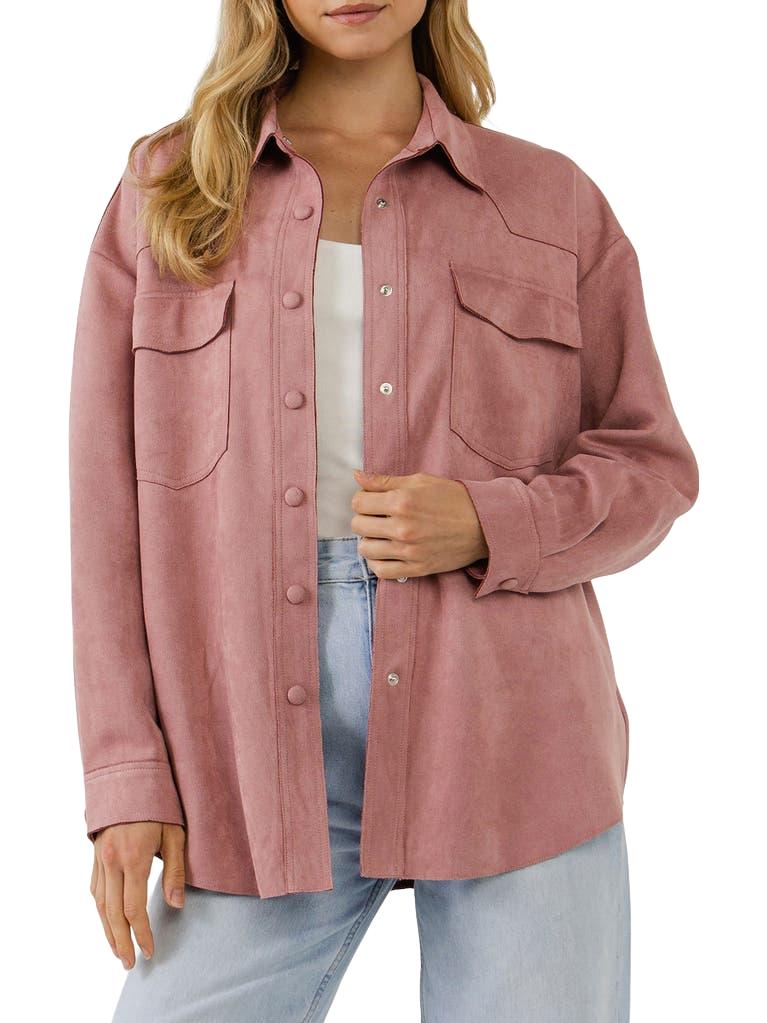 ENDLESS ROSE Faux Suede Shacket