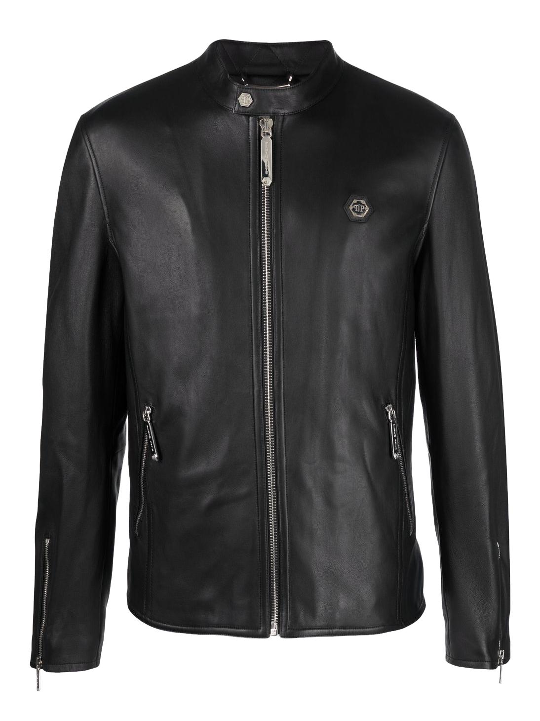 PHILIPP PLEIN Philipp Plein Logo Zipped Biker Jacket