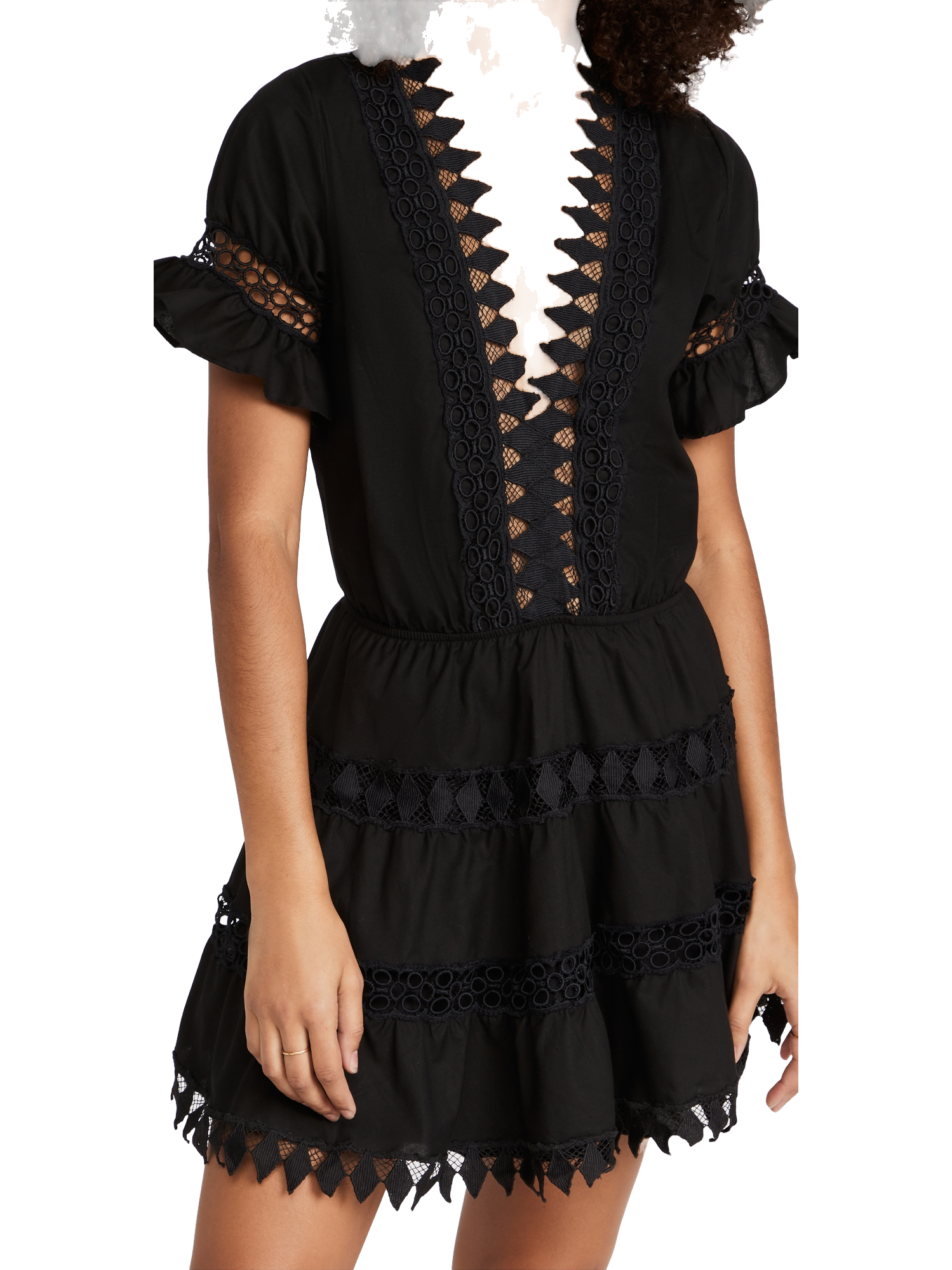 PEIXOTO Peixoto Ruffle Mini Skirt with Lace Trim