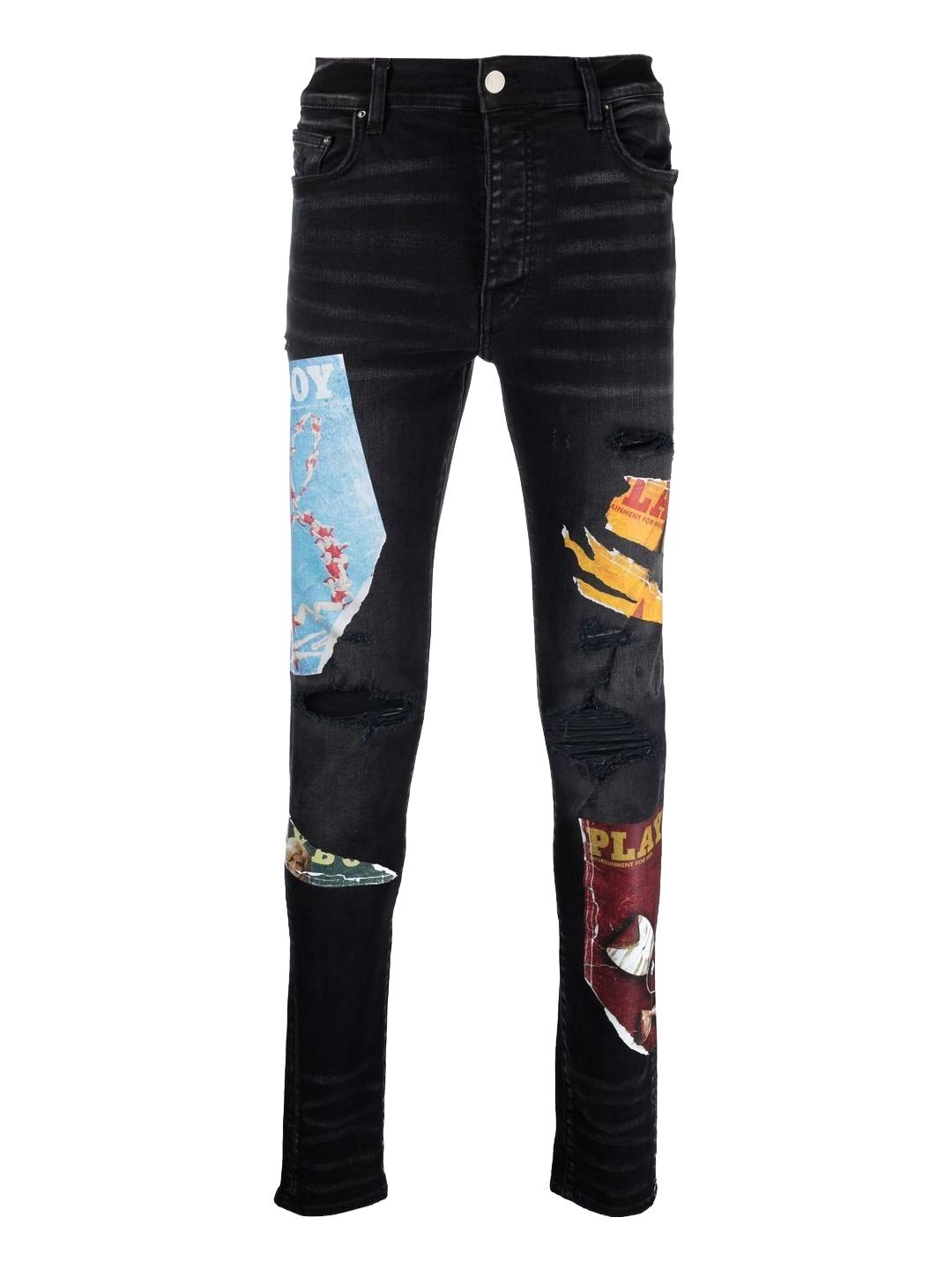 AMIRI x Playboy Magazine Print Super-Skinny Jeans