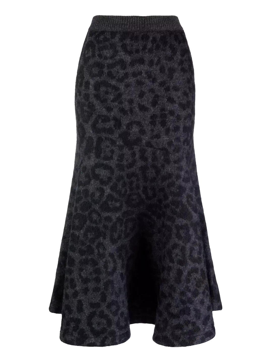 VALENTINO Leopard Pattern Flared Skirt