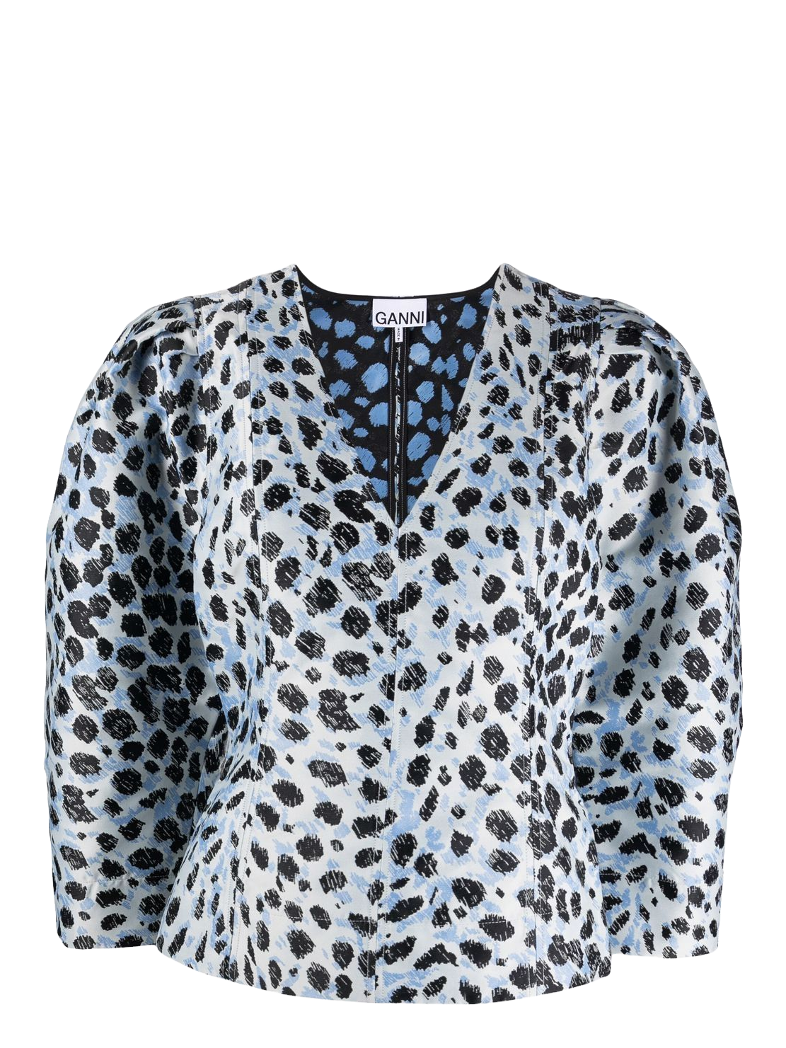 GANNI GANNI Leopard-Print Puff-Sleeve Top