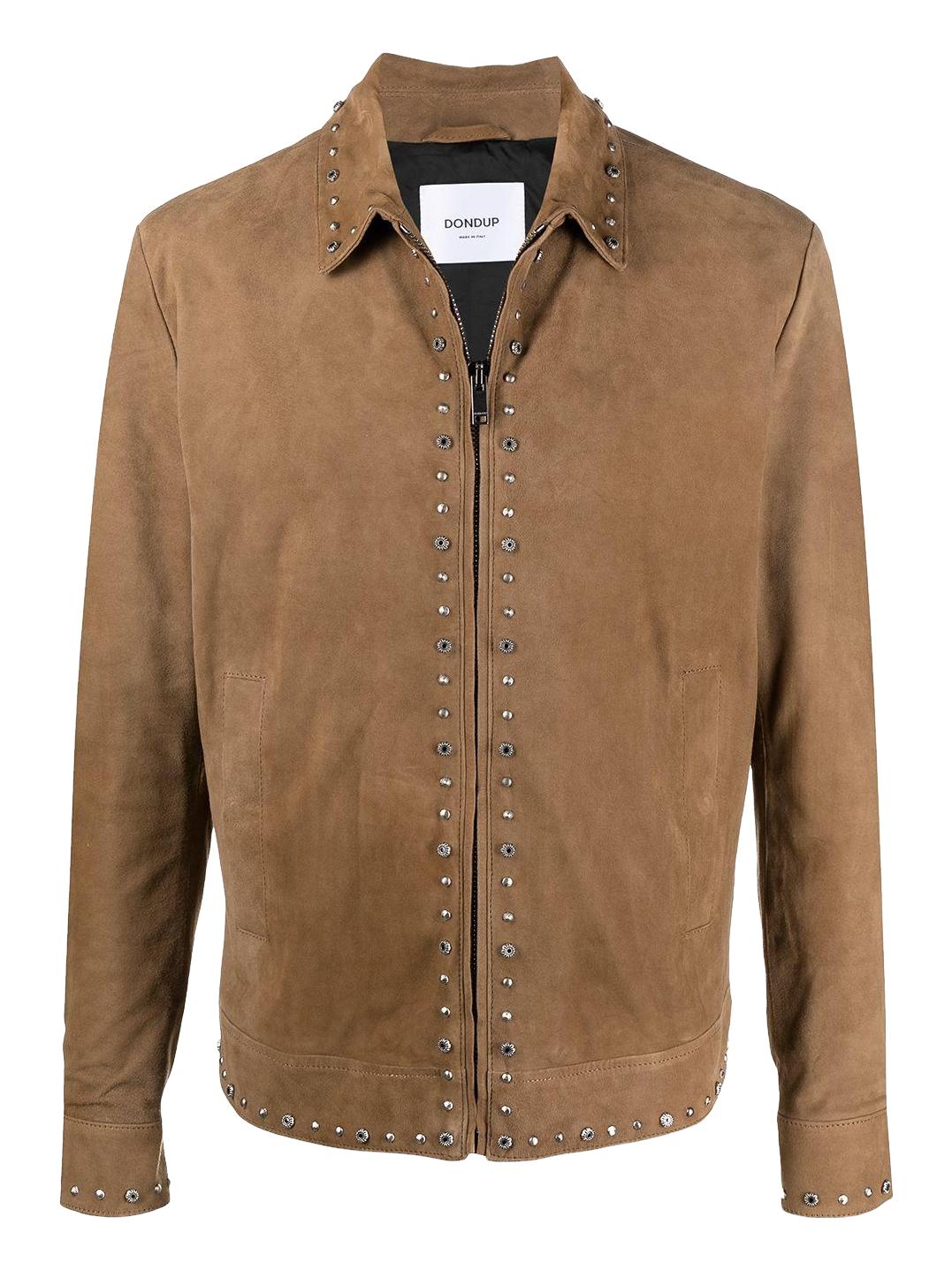DONDUP DONDUP Stud Embellished Suede Zip-Up Jacket