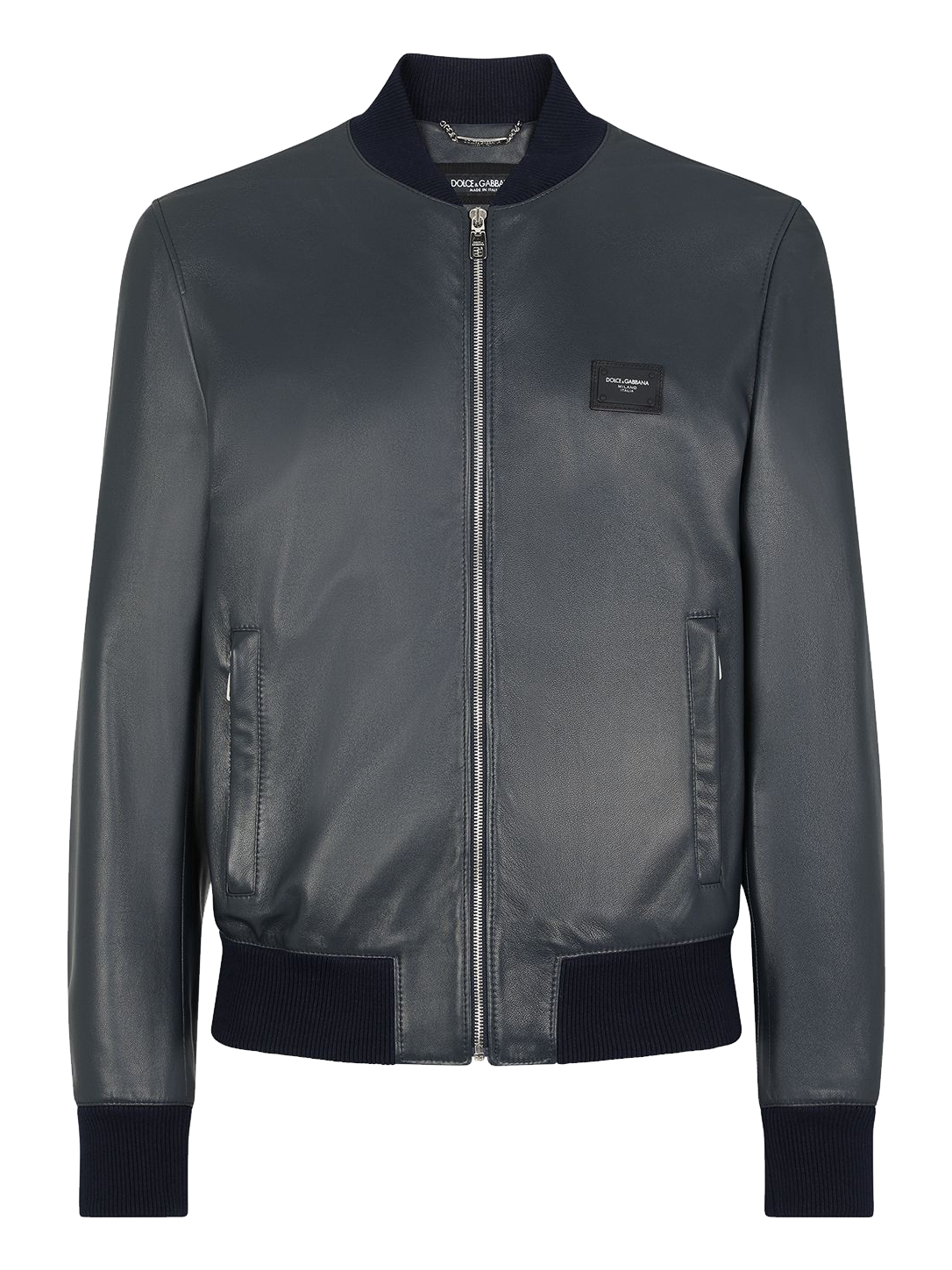 DOLCE & GABBANA Dolce & Gabbana Logo-Plaque Leather Bomber Jacket